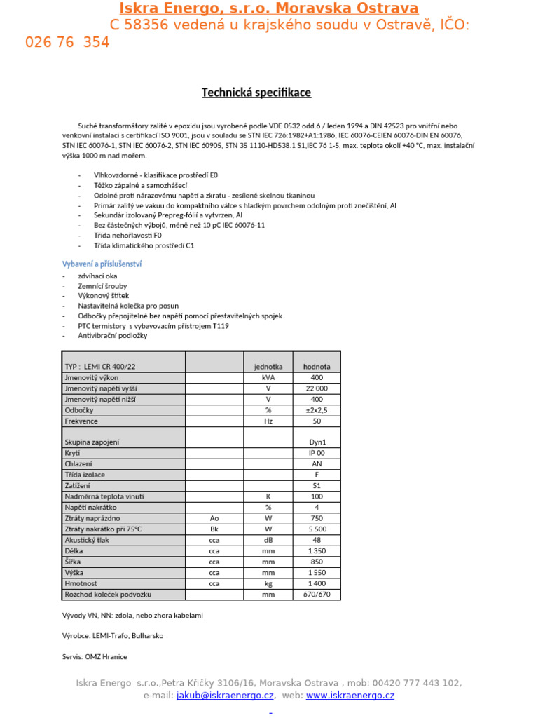 Techn - List 400 kVA 6-0-4 KV | PDF