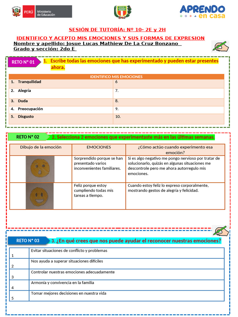 Sesión de Tutoría Seman 10 Desarrollar | PDF