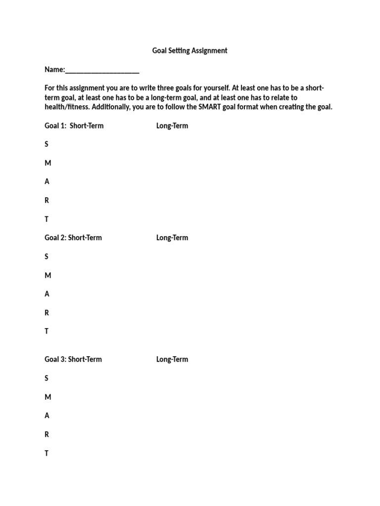Goal Setting Assignment 2 | PDF