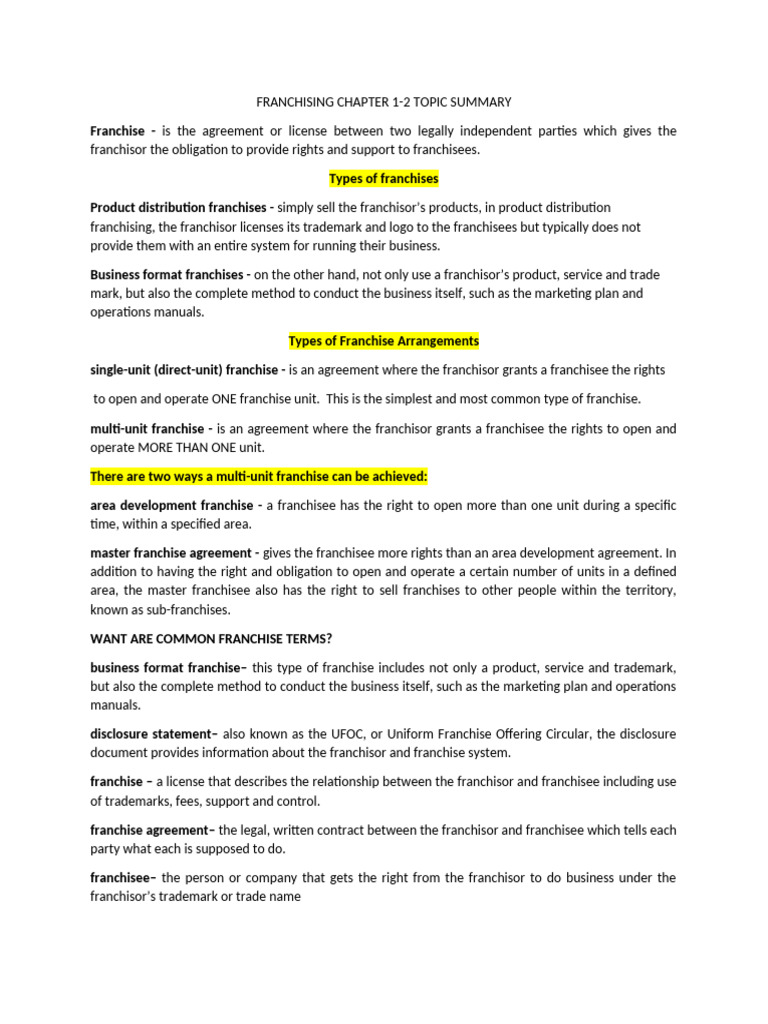 Franchising reviewer | PDF | Franchising | License