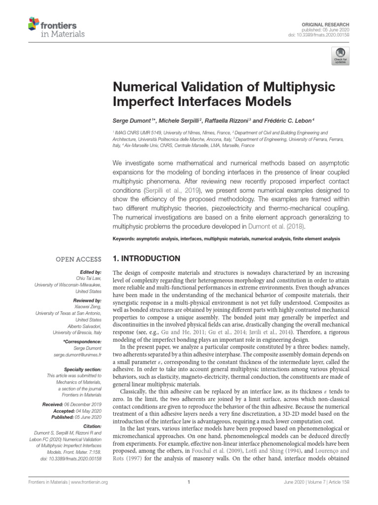 Numerical Validation of Multiphysic Imperfect Inte | PDF | Adhesive ...
