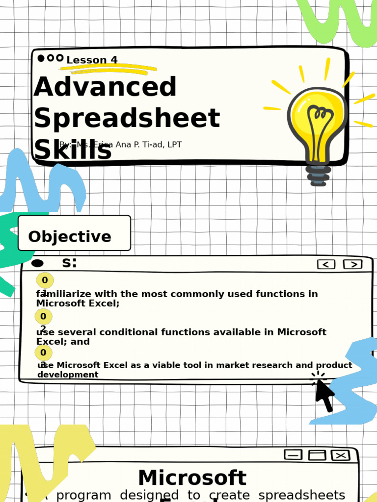 Lesson 4-Advanced Spreadsheet Skills | PDF