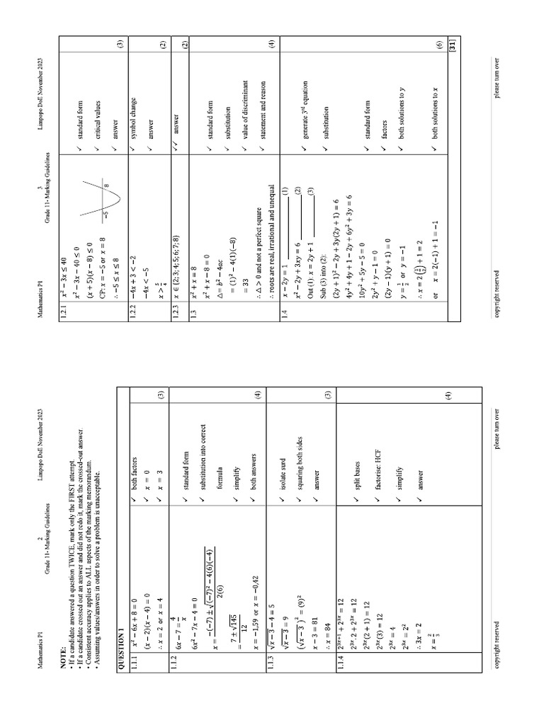 Grade 11 Memo | PDF | Elementary Mathematics | Mathematical Objects