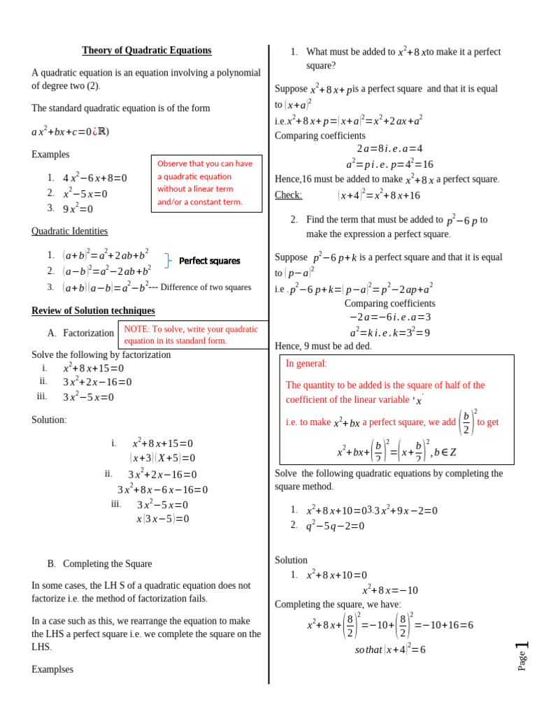 Understanding Quadratic Equations | PDF | Quadratic Equation | Equations