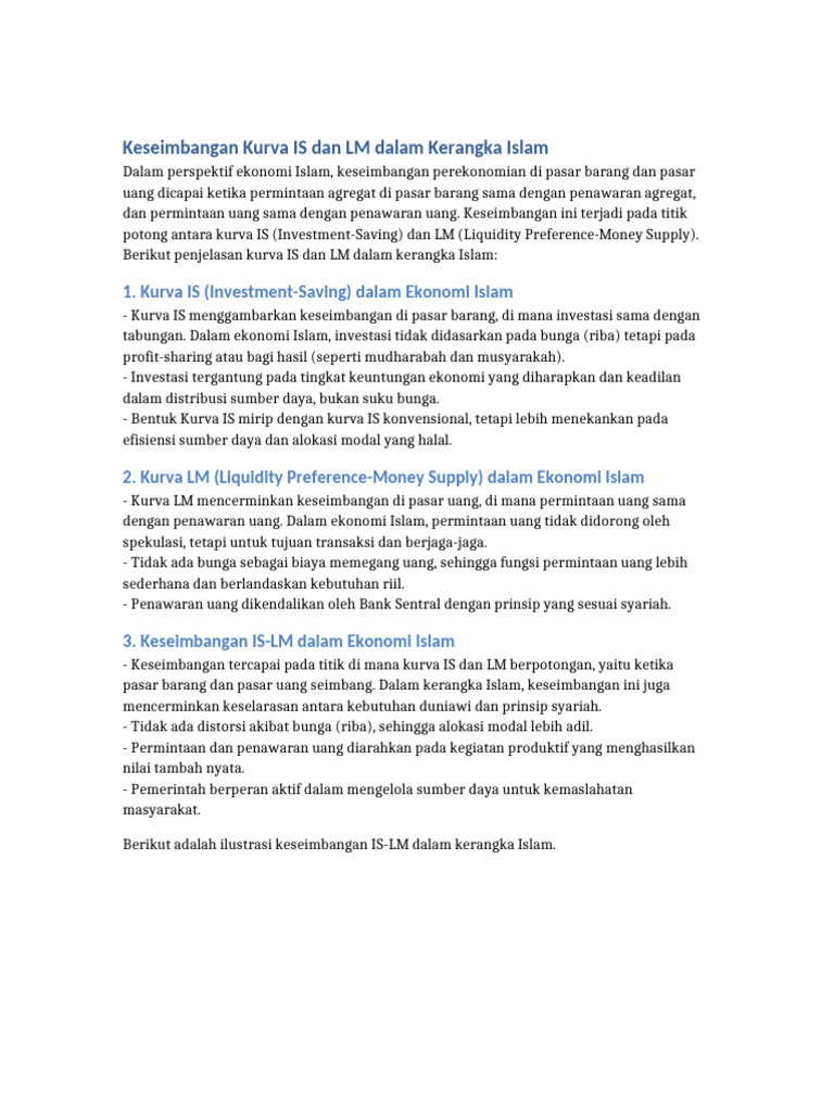 Keseimbangan IS LM Islamic Framework | PDF