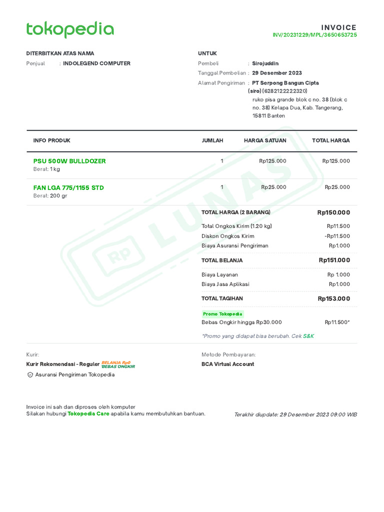 Bahan Baakar Tokped | PDF