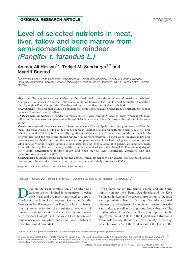 Hassan Et Al - 2012 - Level of Selected Nutrients in Meat, Liver ...
