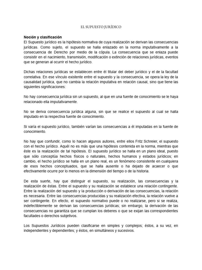 Supuesto Jurídico: Noción y Clasificación | PDF | Causalidad | Donación