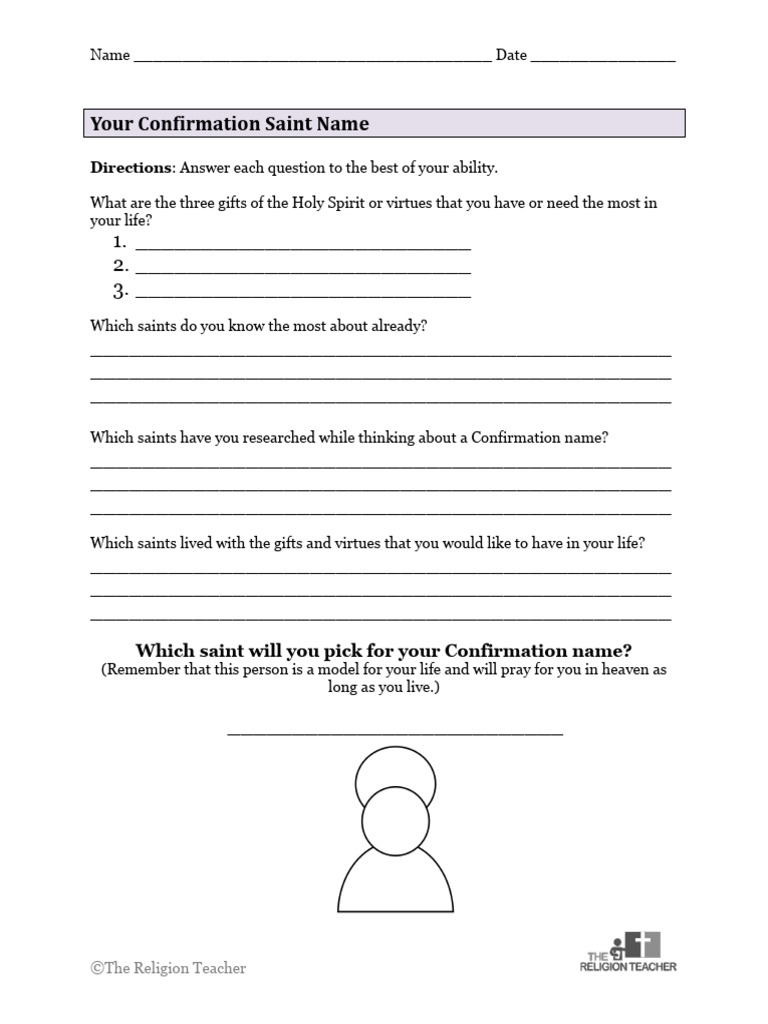Confirmation Saint Worksheet | PDF