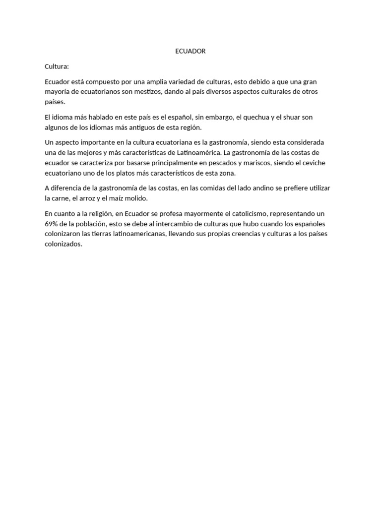 Cultura de Ecuador | PDF