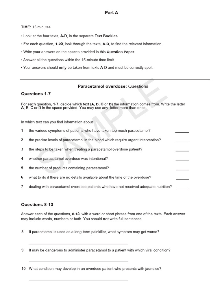 Reading Sample Test 2 Question Paper Part A - Removed | PDF | Causes Of ...