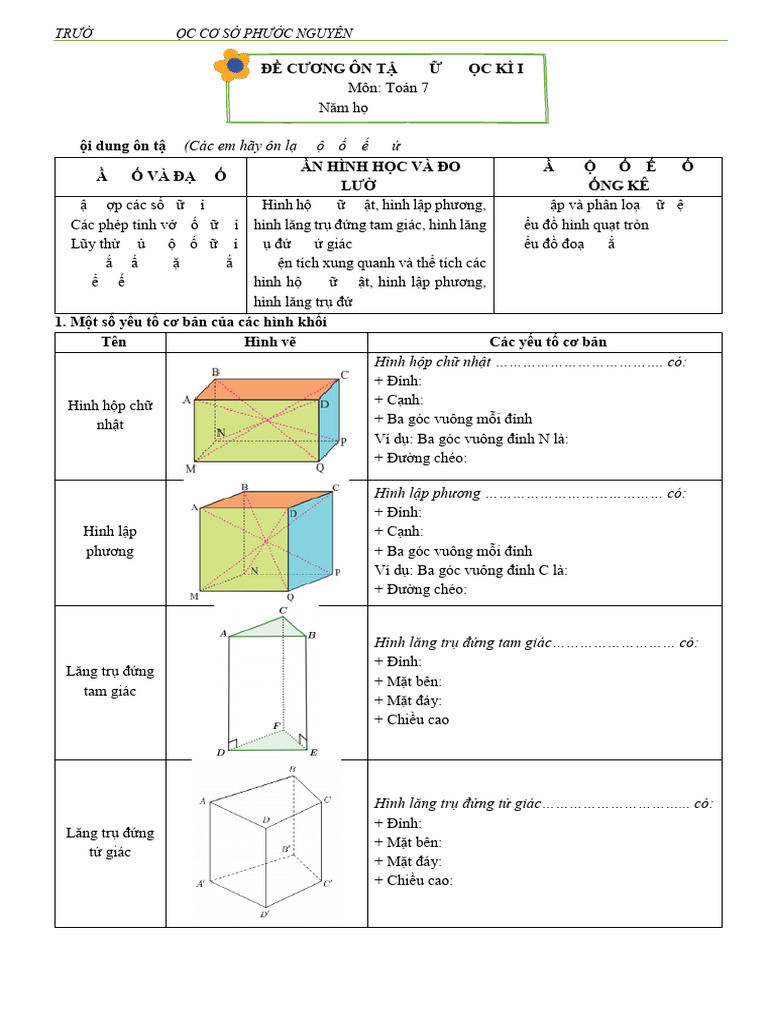 De Cuong Giua Hoc Ki 1 Toan 7 Nam 2024 2025 Truong Thcs Phuoc Nguyen BR VT | PDF