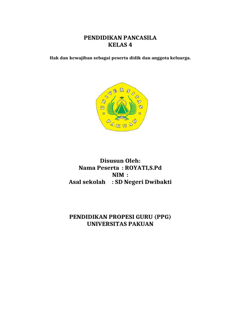 Modul - Ajar - Pendidikan - Pancasila - Hak - Dan Kewajiban Kelas 4 | PDF