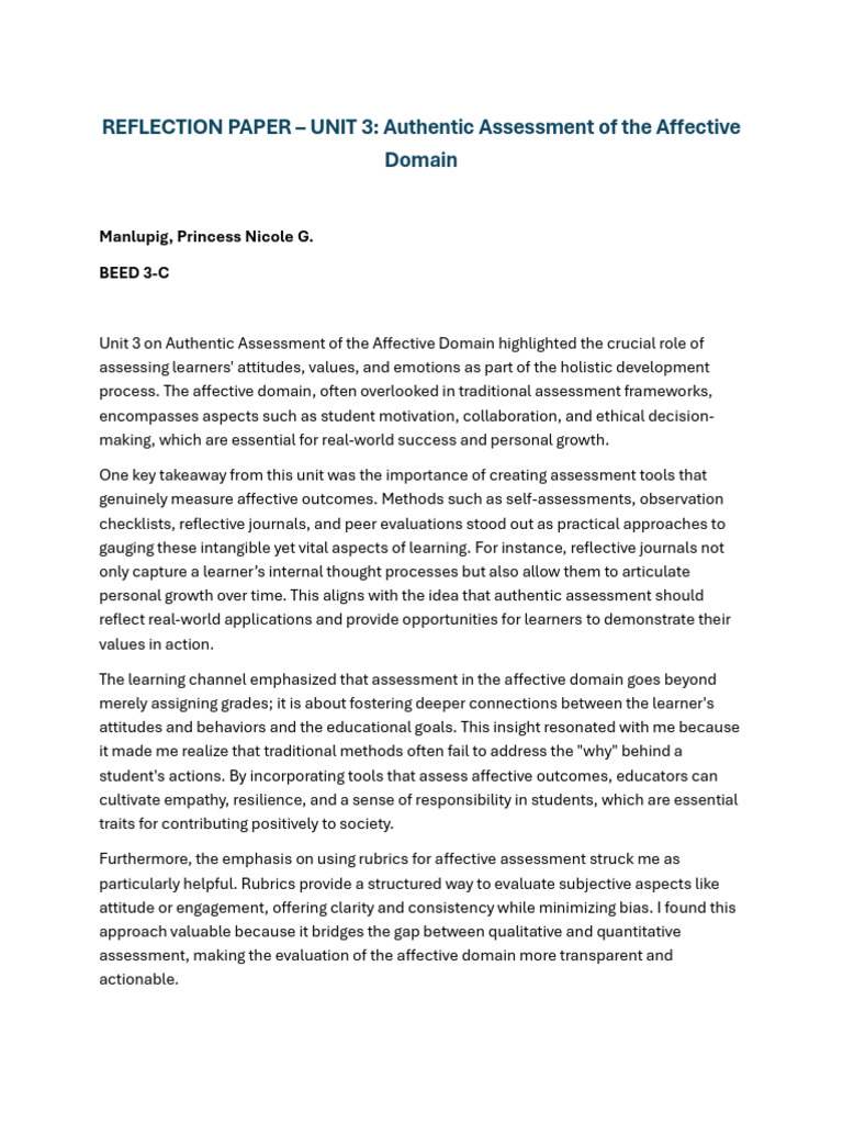 reflection paper | PDF | Learning | Attitude (Psychology)