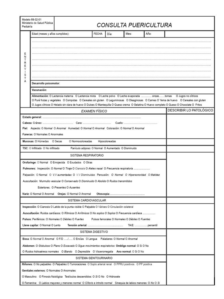 Modelo 69-32-01 Consulta Puericultura MINSAP | PDF
