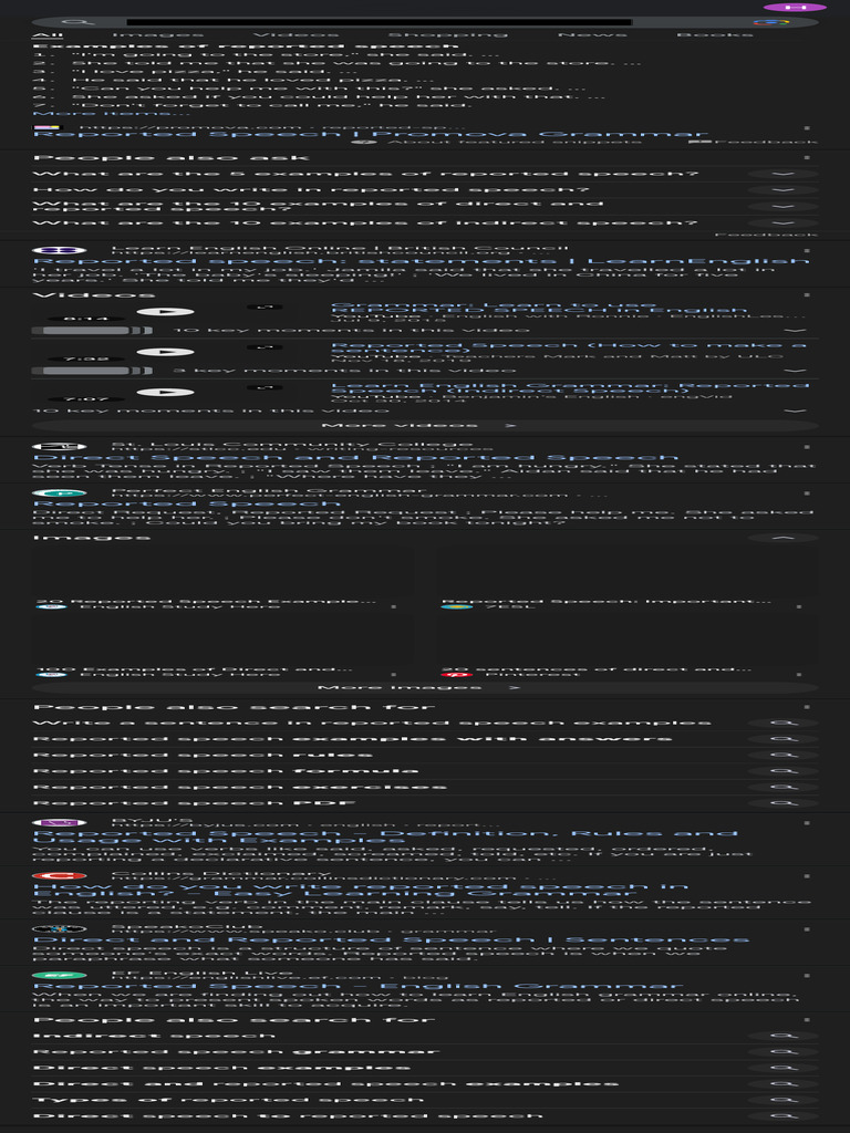 Write A Sentence in Reported Speech - Google Sear | PDF | Sentence ...