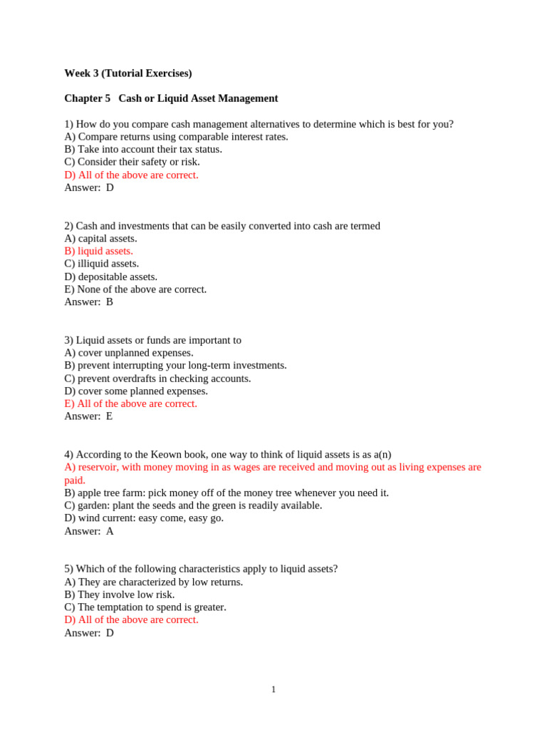 Week 3 (Tutorial Exercises) - Answers | PDF | Banks | Interest