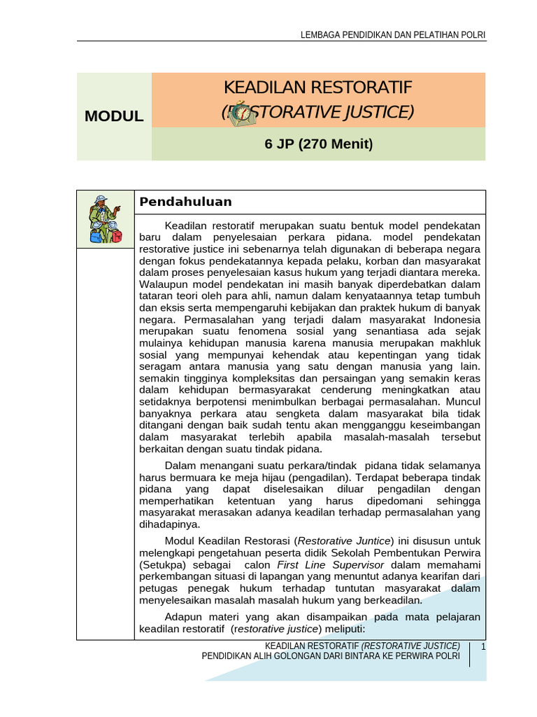 Modul Keadilan Restoratif (Restorative Justice) Pag 2022 | PDF