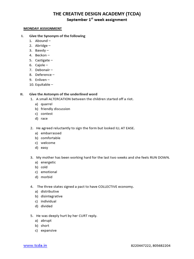 Sep 1ST Week Assignment | PDF
