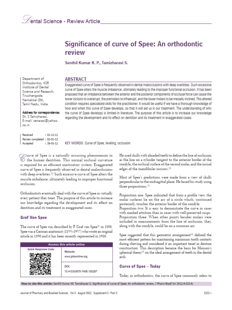 Significance of Curve of Spee An Orthodontic.52 | PDF | Orthodontics ...