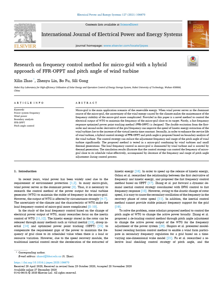 Research On Frequency Control Method For Micro-Grid With A Hybrid ...
