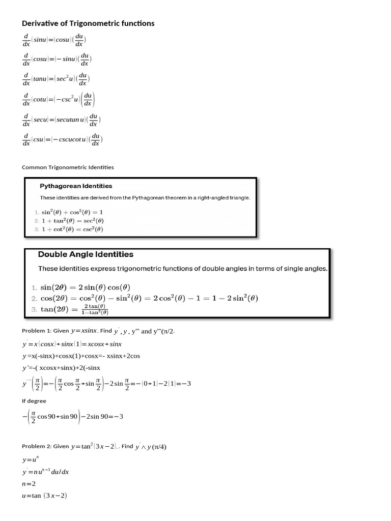 Derivative-of-Trigonometric-functions-and-implicit | PDF | Derivative | Equations