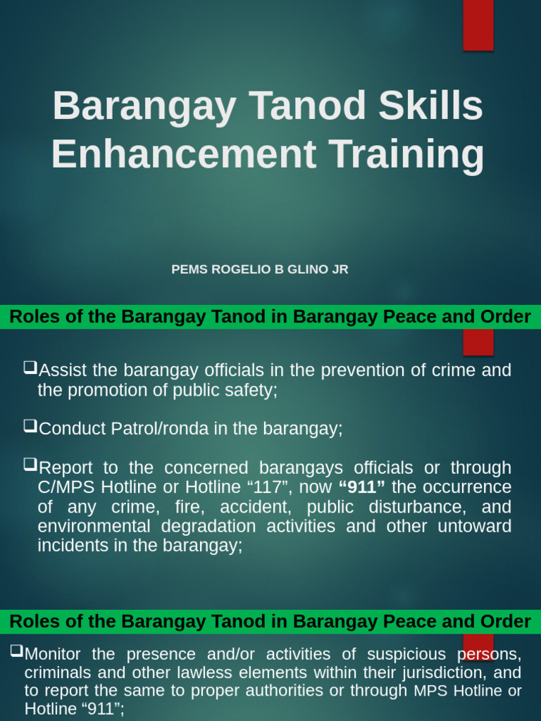2 Roles of Tanods in Brgy Peace and Order | PDF