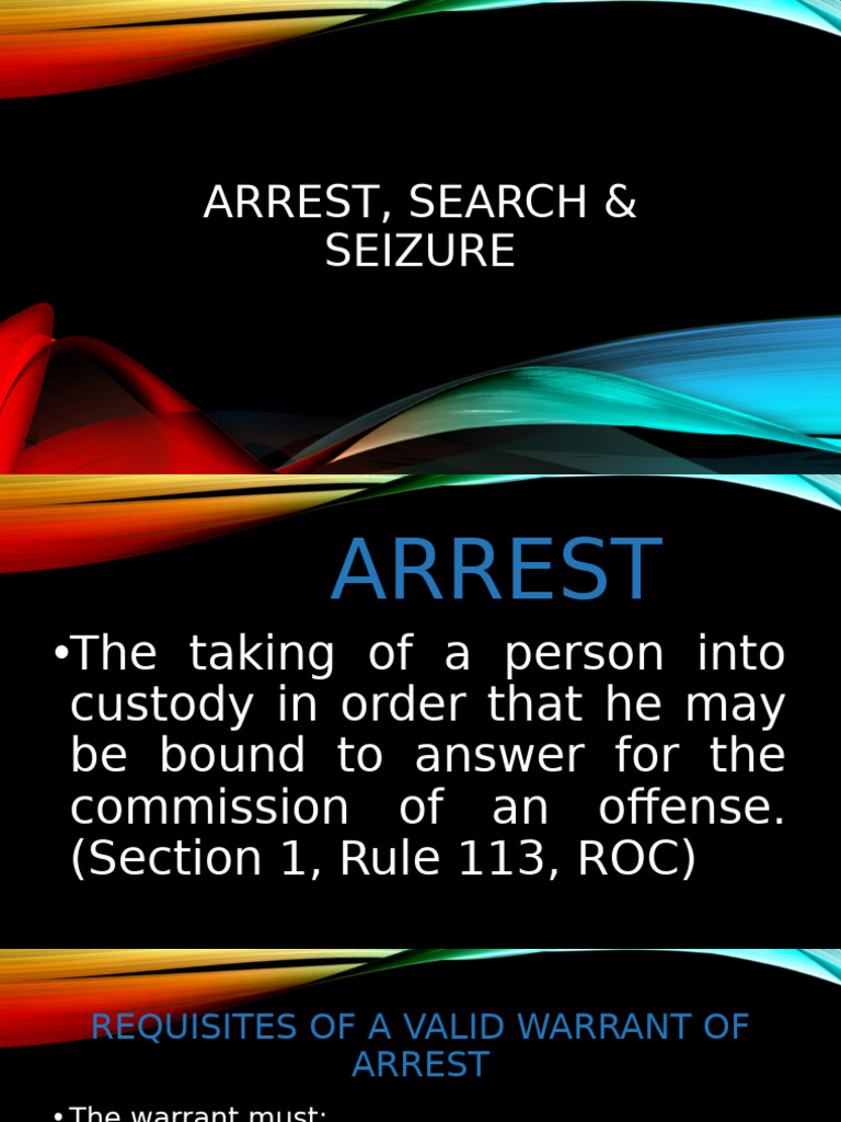 Arrest Search and Seizure BTSE | PDF | Search And Seizure | Search Warrant