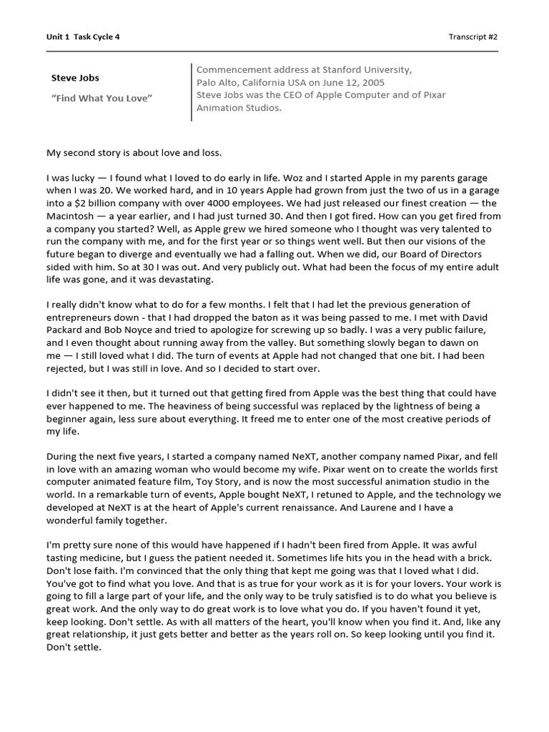 Unit 1 TC4 Task - Steve Jobs Story 2 | PDF | Steve Jobs