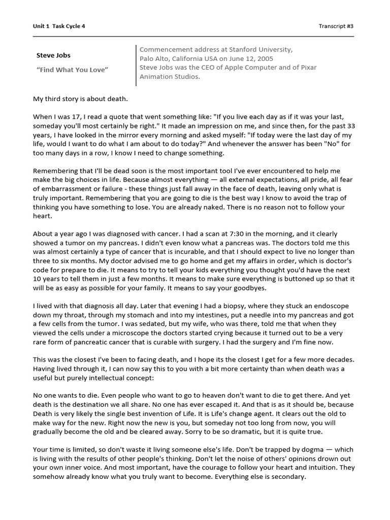 Unit 1 TC4 Task - Steve Jobs Story 3 | PDF | Steve Jobs