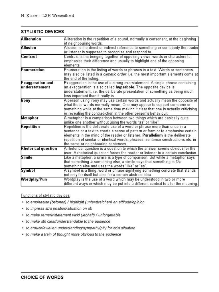 Key Stylistic Devices Explained | PDF