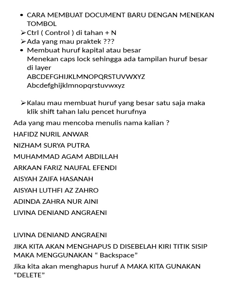 Cara Membuat Document Baru Dengan Menekan Tombol | PDF