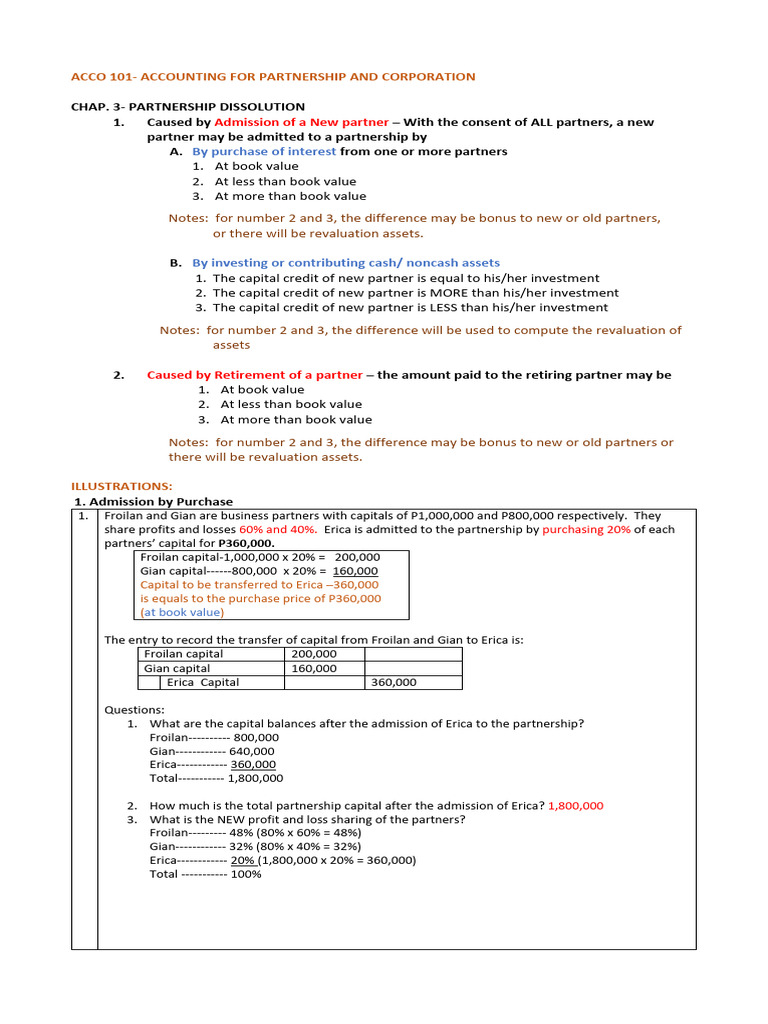 ACCO-101-Partnership | PDF | Partnership | Book Value