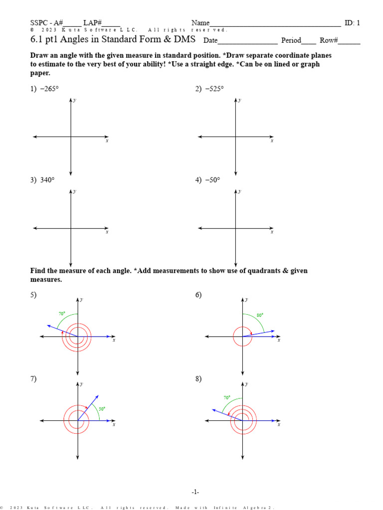 6.1 Angles in Standard Form DMS | PDF | Elementary Geometry | Euclidean ...