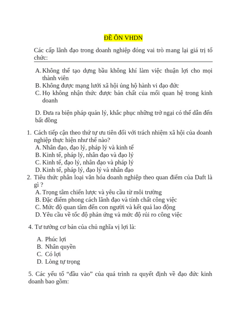 ĐỀ-ÔN-VHDN | PDF
