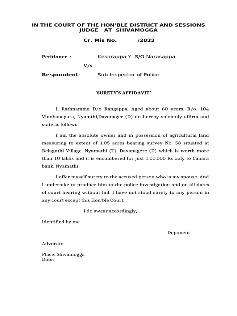 SurityAffidavit | PDF | Affidavit | Justice