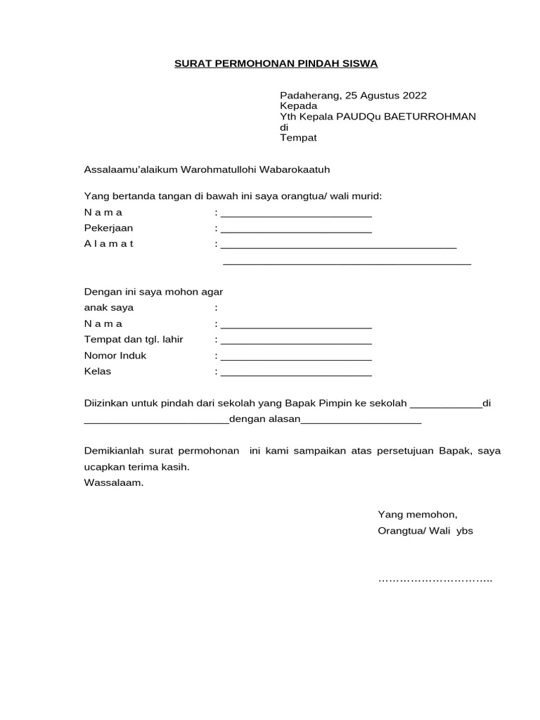 Format Surat Pindah | PDF