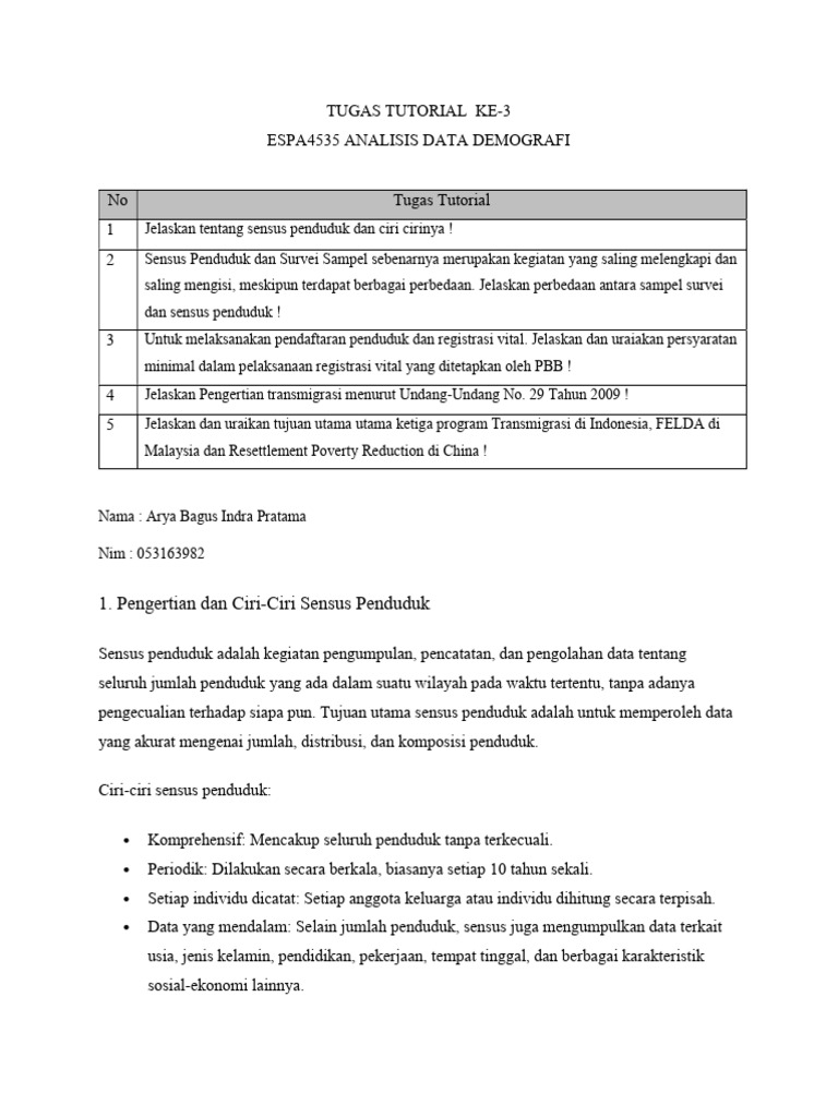 tugas 3 analisis data demografi | PDF tugas 3 analisis data demografi | PDF