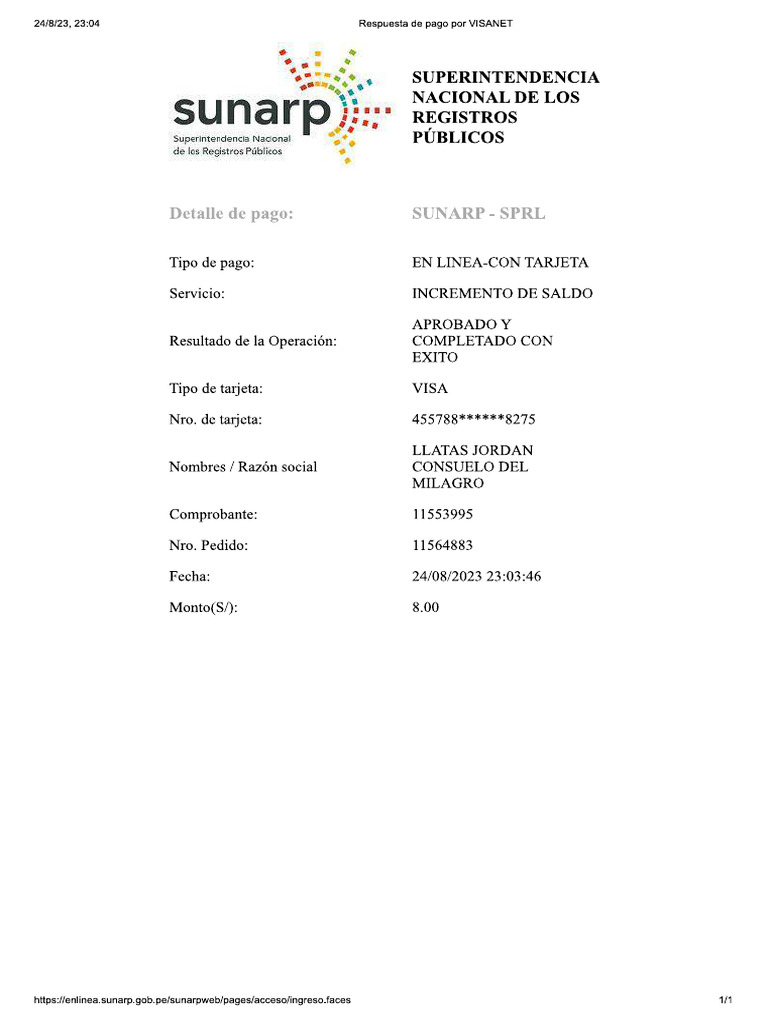 Bienvenido A La Extranet de SUNARP | PDF