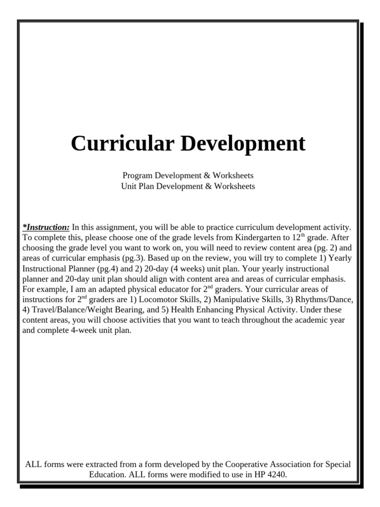 Curriculum Development Assignment - 042821 | PDF | Sports | Physical Exercise