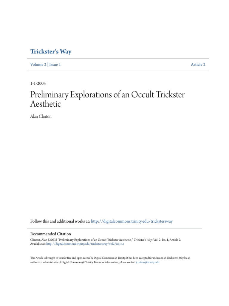 Preliminary Explorations of An Occult Trickster Aesthetic | PDF | Aleister Crowley