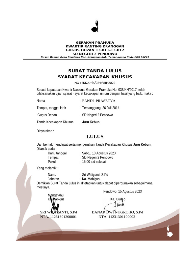 SKK Juru Kebun 2024 | PDF