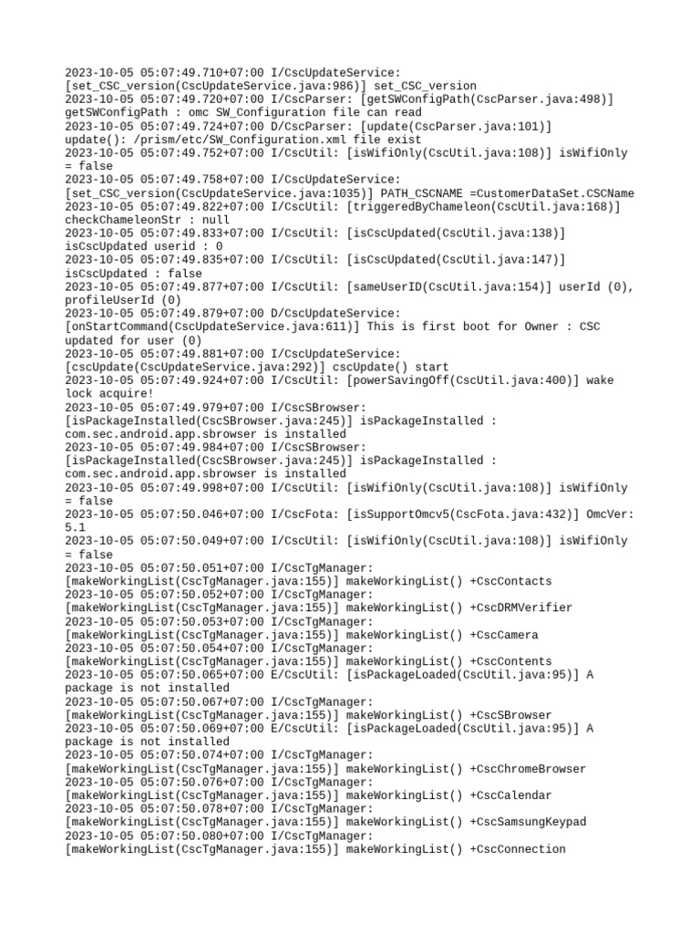 Csc Update Log Pdf Computing