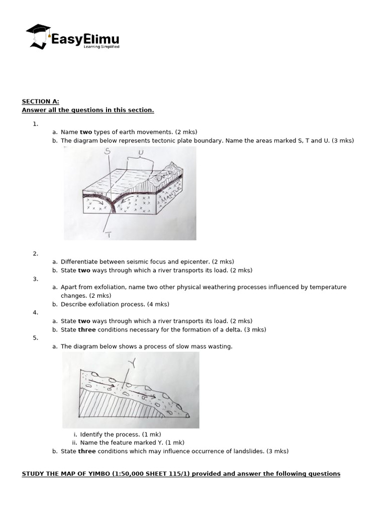 Geography Paper 1 Q&A - Form 3 Term 2 | PDF | Lava | Volcano