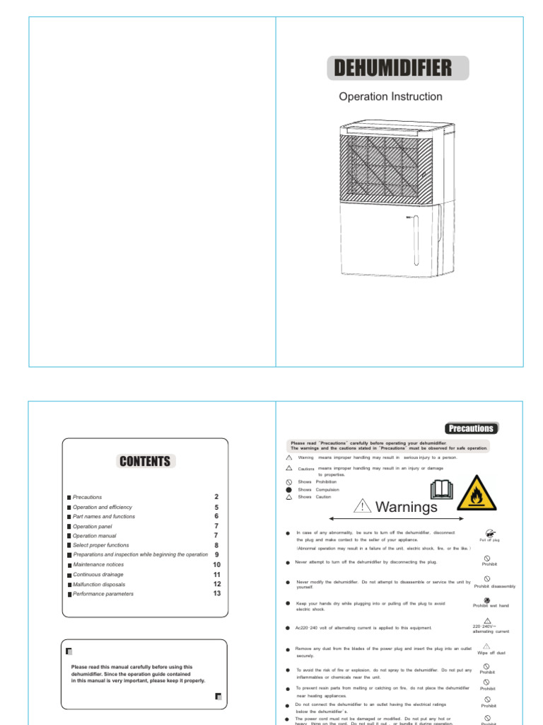 Dehumidifier Manual | PDF | Humidity | Waste Management