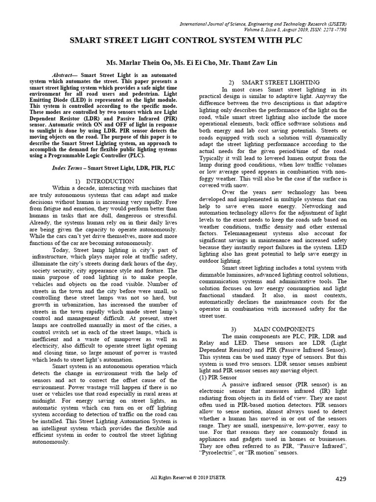 Smart Street Light Control System | PDF | Lighting | Light Emitting Diode