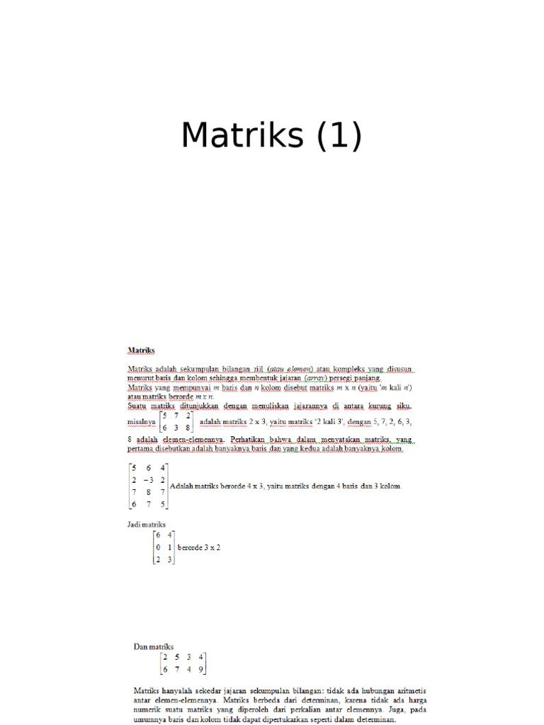 Matriks (1) | PDF
