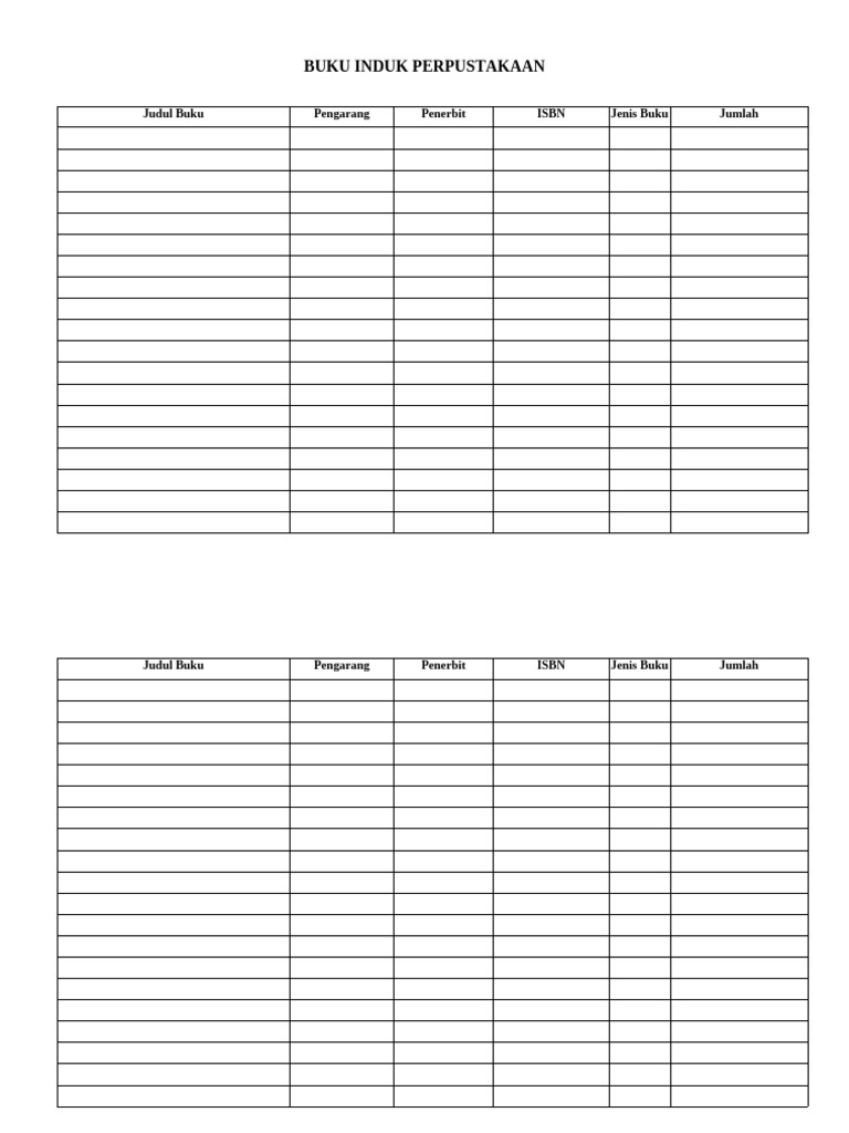 Buku Induk Perpus | PDF