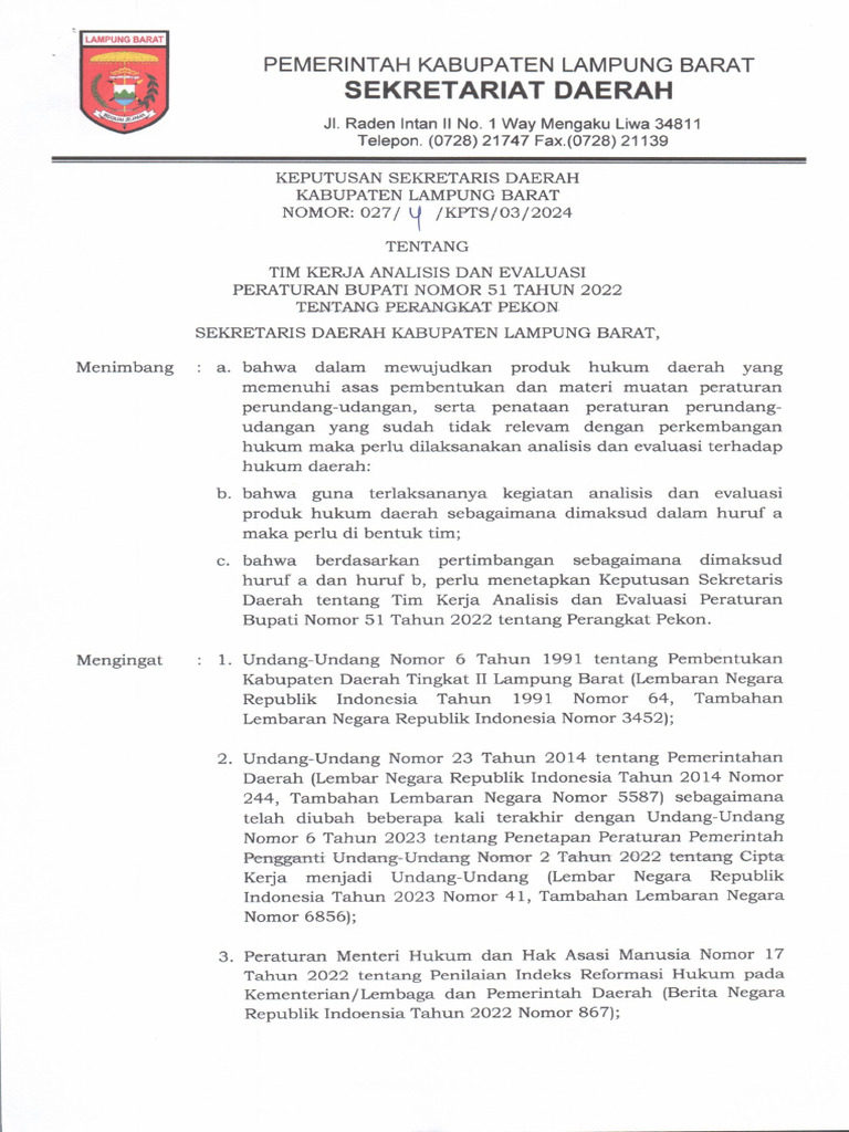 SK PA Nomor 4 Tahun 2024 | PDF