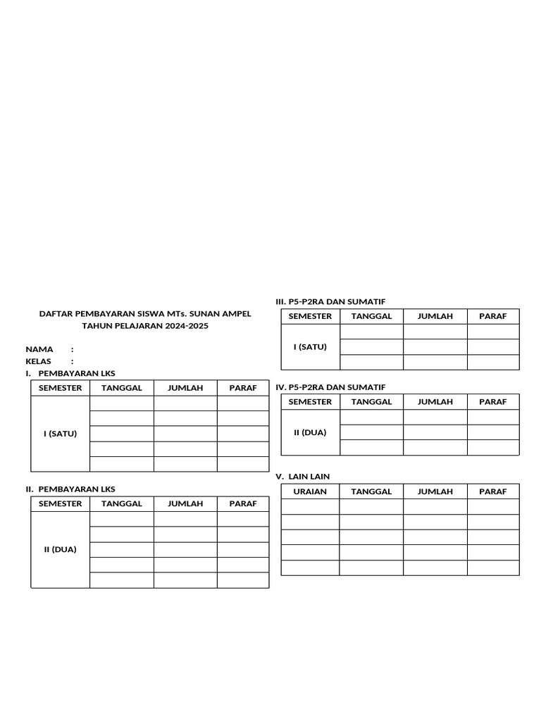 Daftar Pembayaran Siswa | PDF